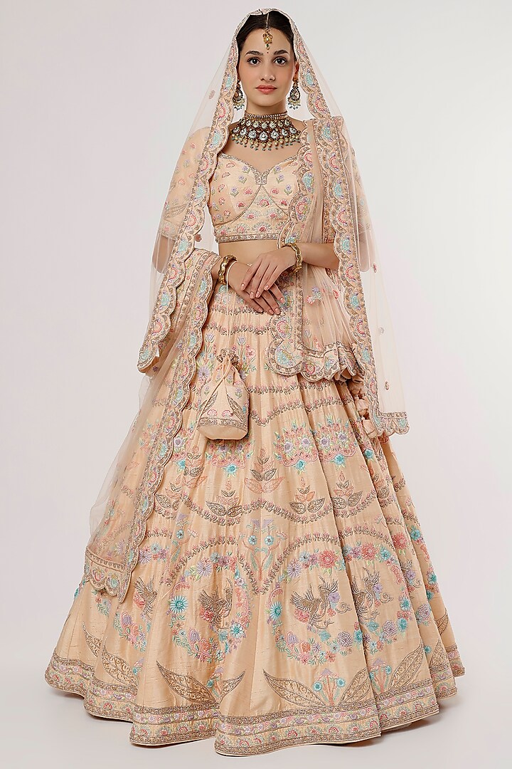 Peach Hand Embroidered Bridal Lehenga Set by Sanjana Thakur at Pernia's ... Peach Hand Embroidered Bridal Lehenga Set by Sanjana Thakur at Pernia's ...