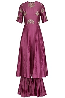 Dark gajri resham embroidered anarkali setavailable only at Pernia's ...