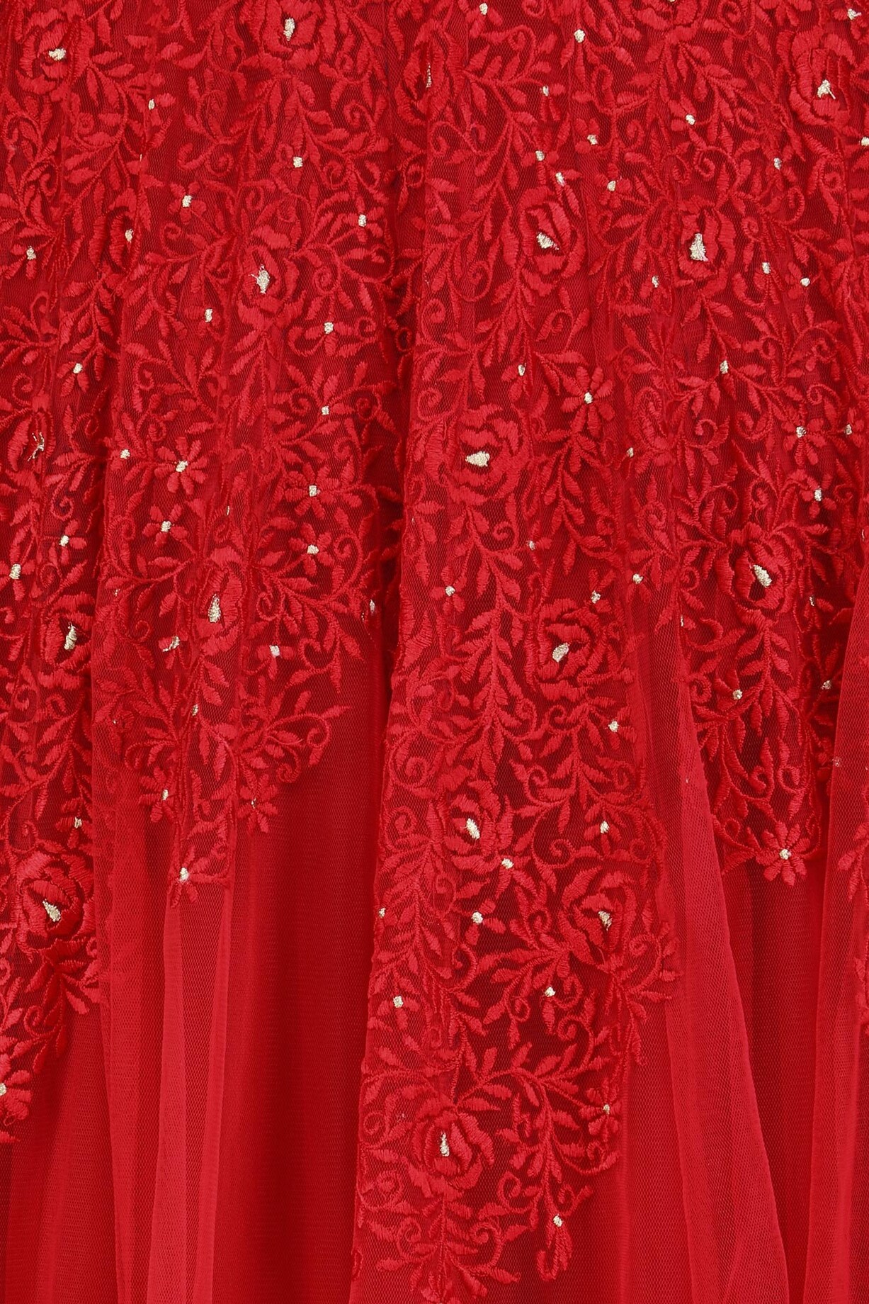 Red anarkali kurta with floral embroidered net jacket available only at ...