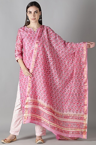 Pink Silk Resham Hand Work Kurta Set by Sheeshakari at Pernia's Pop Up ...