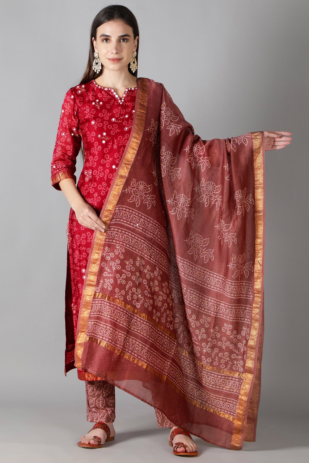 Red Silk Resham Handwork Kurta Set by Sheeshakari at Pernia's Pop Up ...