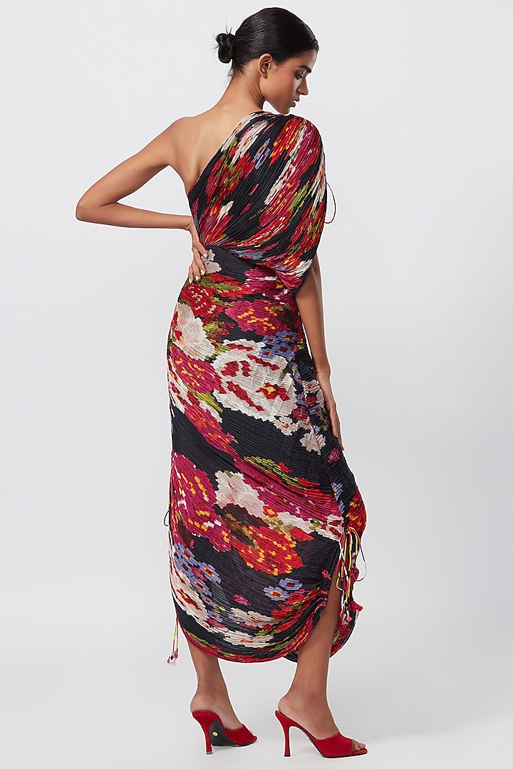 Multi Colored Cotton Silk Floral Printed Saree Dress By Saaksha And Kinni