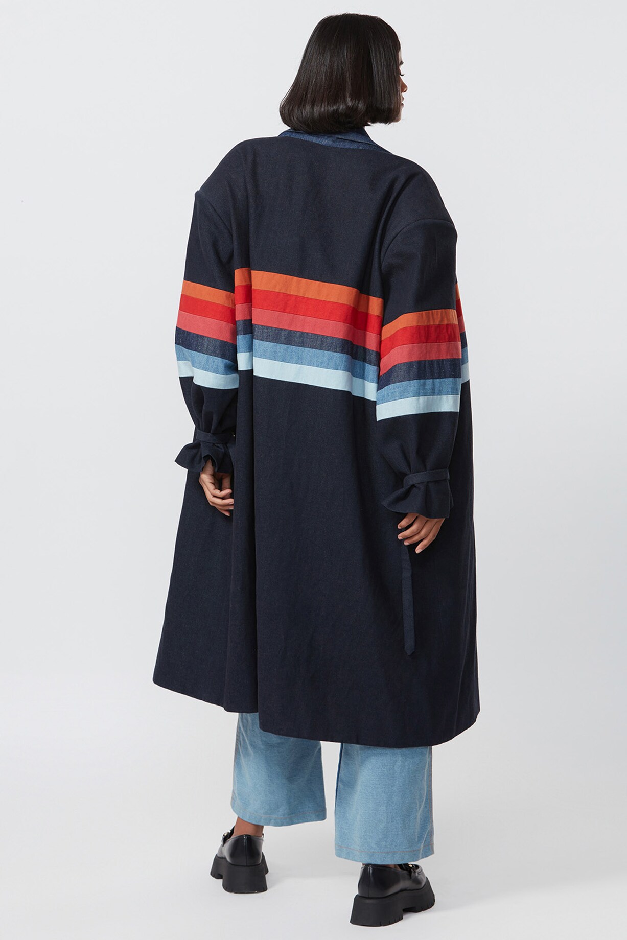 Blue Denim Patchwork Coat Set by Saaksha & Kinni at Pernia's Pop Up ...