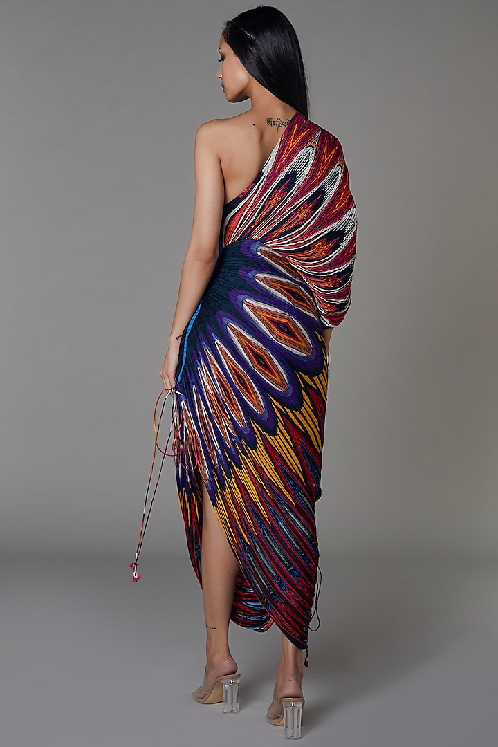 Multi Colored Cotton Silk Abstract Printed Saree Dress By Saaksha