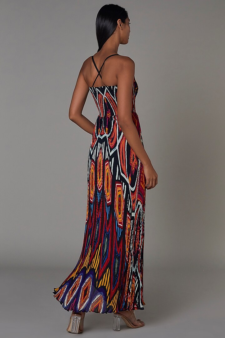 Multi Colored Printed Asymmetrical Maxi Dress By Saaksha And Kinni At