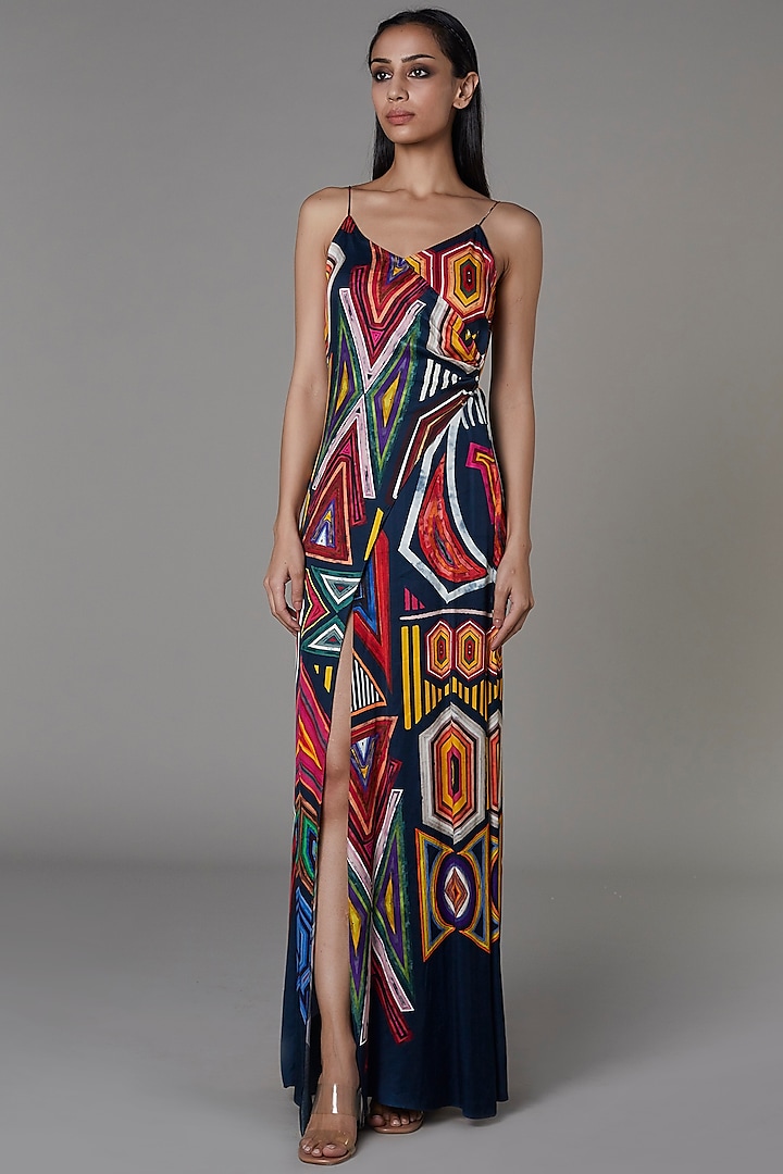 Multi Colored Abstract Printed Dress Design By Saaksha And Kinni At