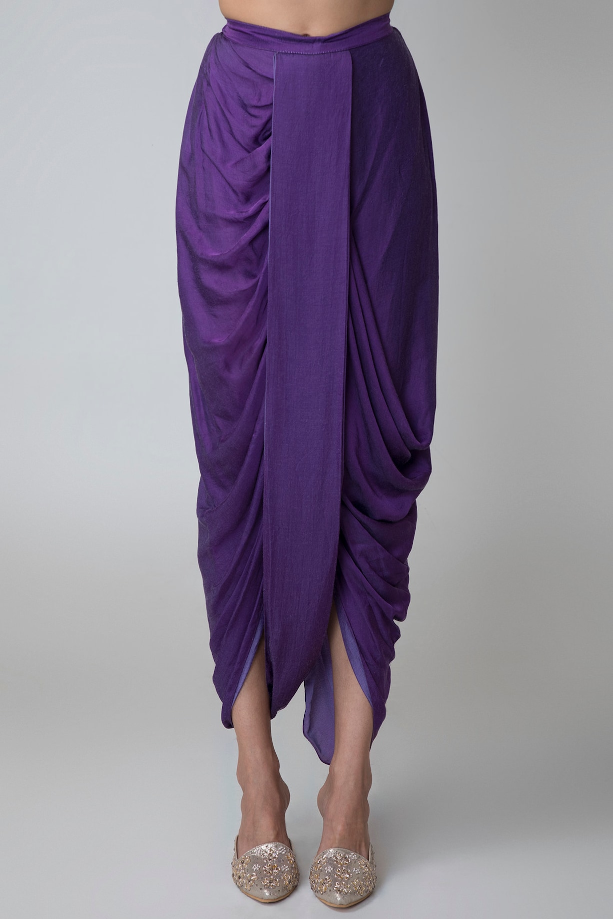 Purple Dhoti Pants With Embroidered Peplum Top Design by Sonam Luthria ...