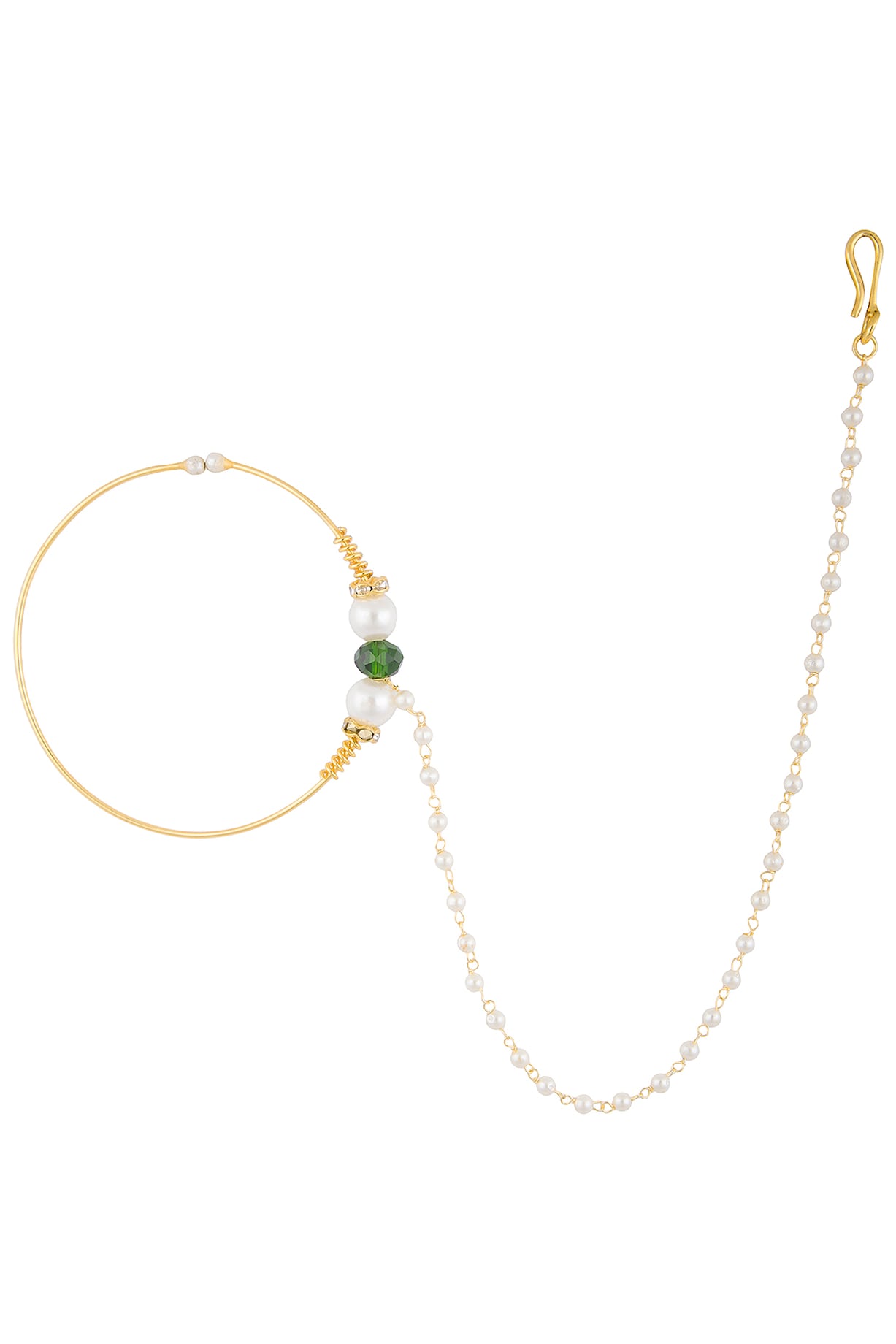 Gold plated green beaded nose pin by Shillpa Purii at Pernia's Pop Up ...
