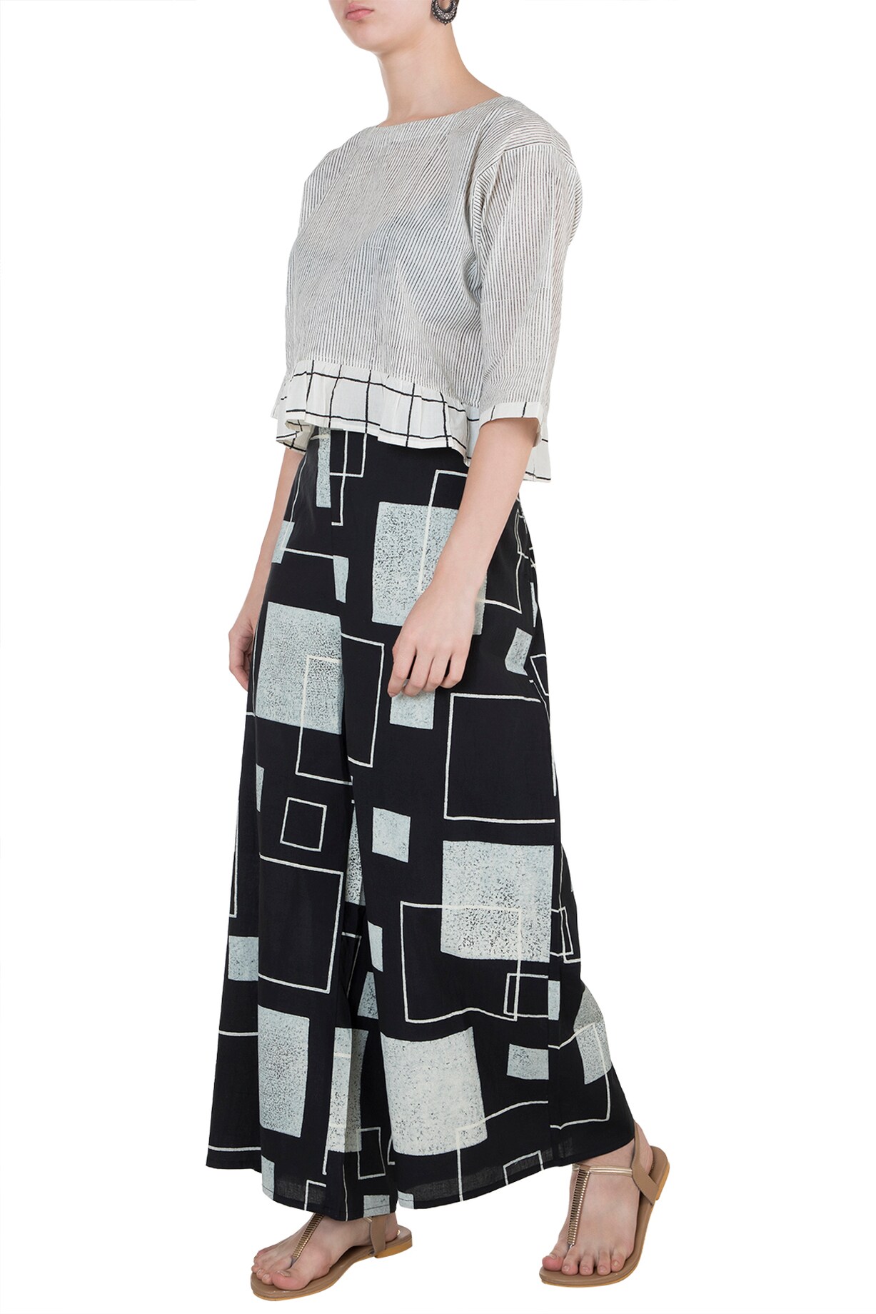 Black Printed Palazzo Pants by BANANA Labs at Pernia's Pop Up Shop 2024