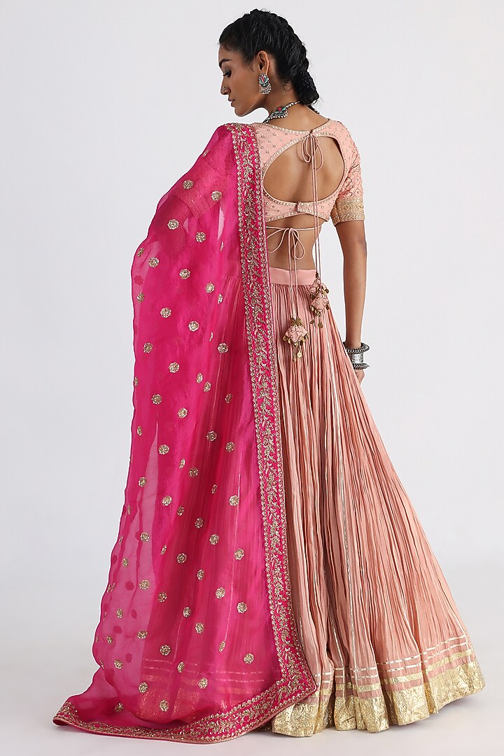 Pink Bam Silk Wedding Lehenga Set by Smriti by Anju Agarwal at Pernia's ...