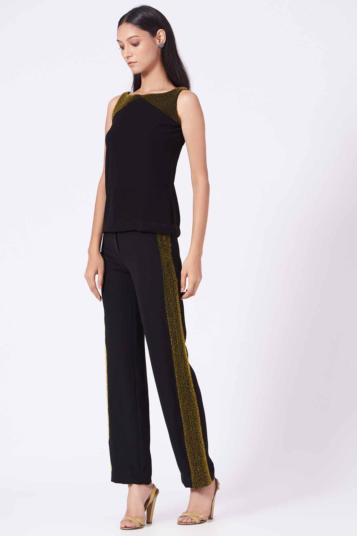 Black Embroidered Trousers by Somya Goyal at Pernia's Pop Up Shop 2025