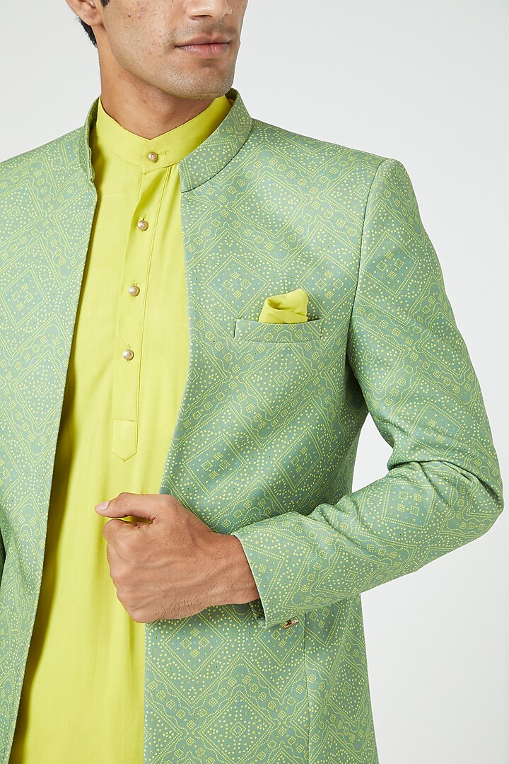 Mint Green Jodhpuri Indowestern Set by Soniya G Men at Pernia's Pop Up Shop 2024