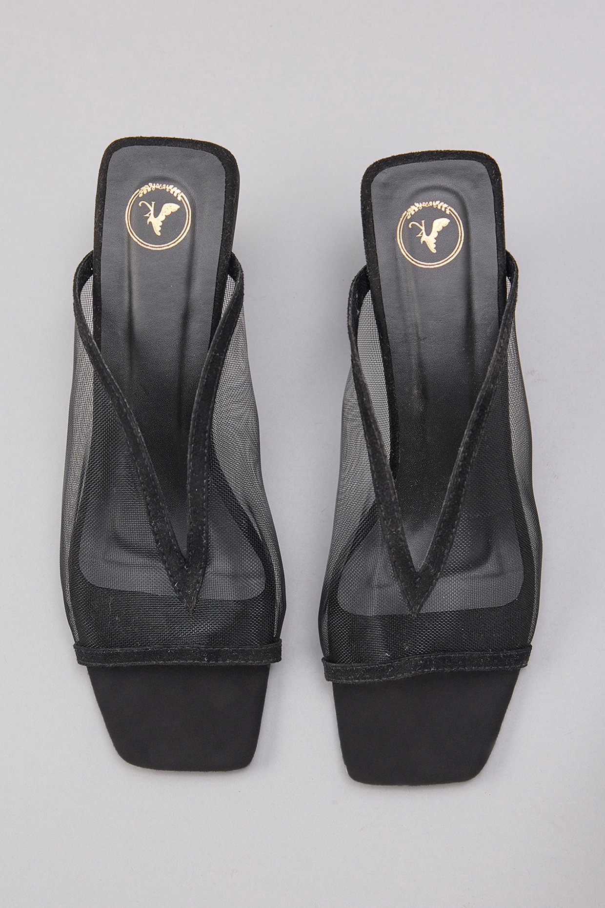 Black Synthetic Net Heels by Sana K Luxurious Footwear at Pernia's Pop ...