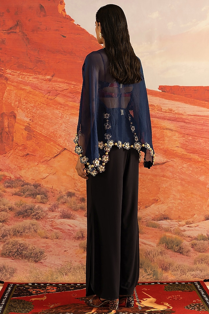 Sapphire Silk Organza Cape Design by Shivan & Narresh at Pernia's Pop ...
