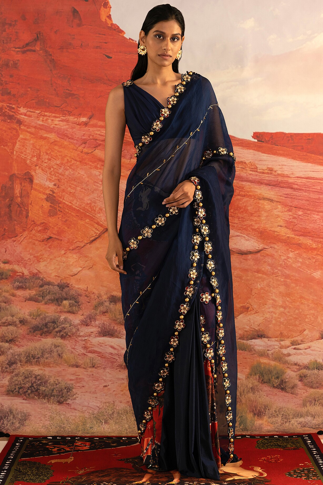 Sapphire Italian Jersey Saree by Shivan & Narresh at Pernia's Pop Up ...