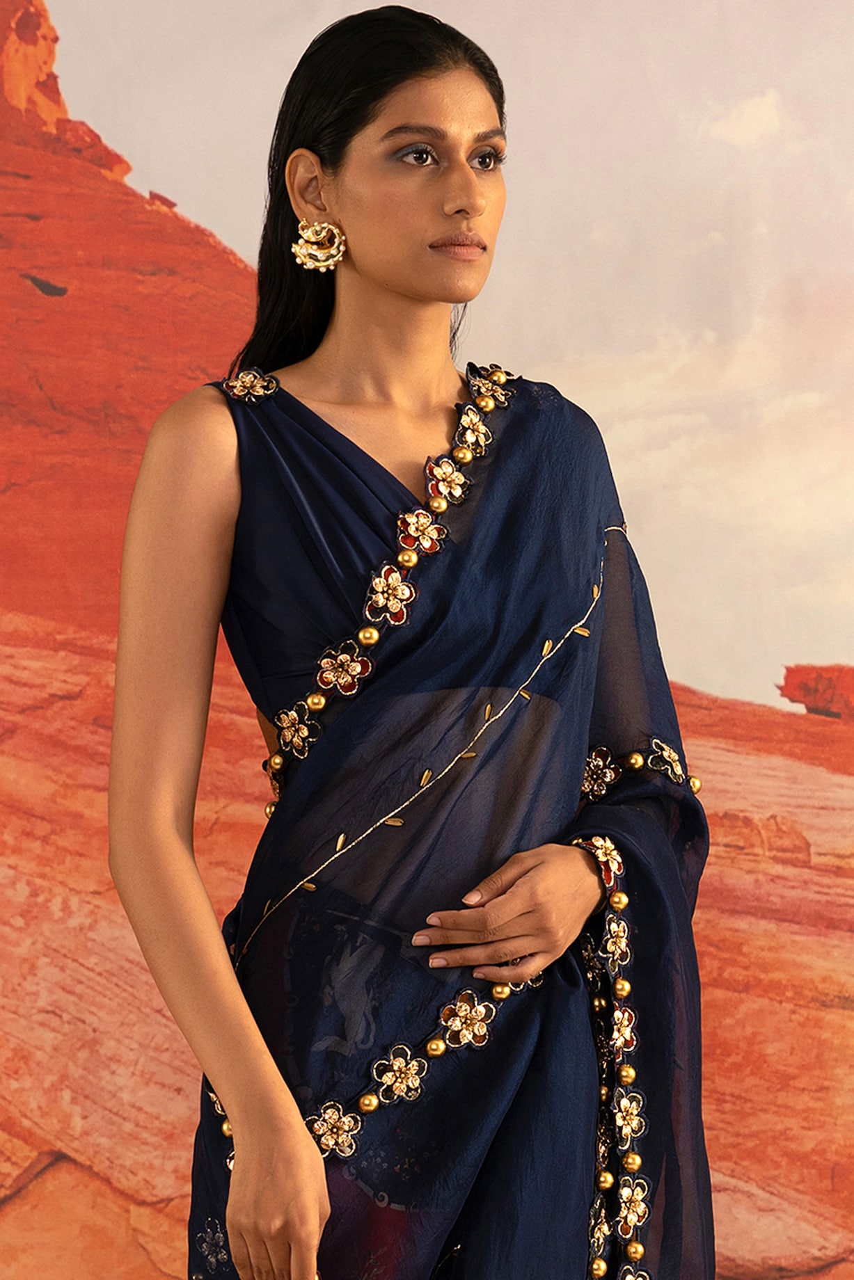Sapphire Italian Jersey Saree by Shivan & Narresh at Pernia's Pop Up ...