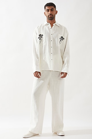 White Linen Printed Co-Ord Set by Son Of A Noble SNOB Men at Pernia's ...