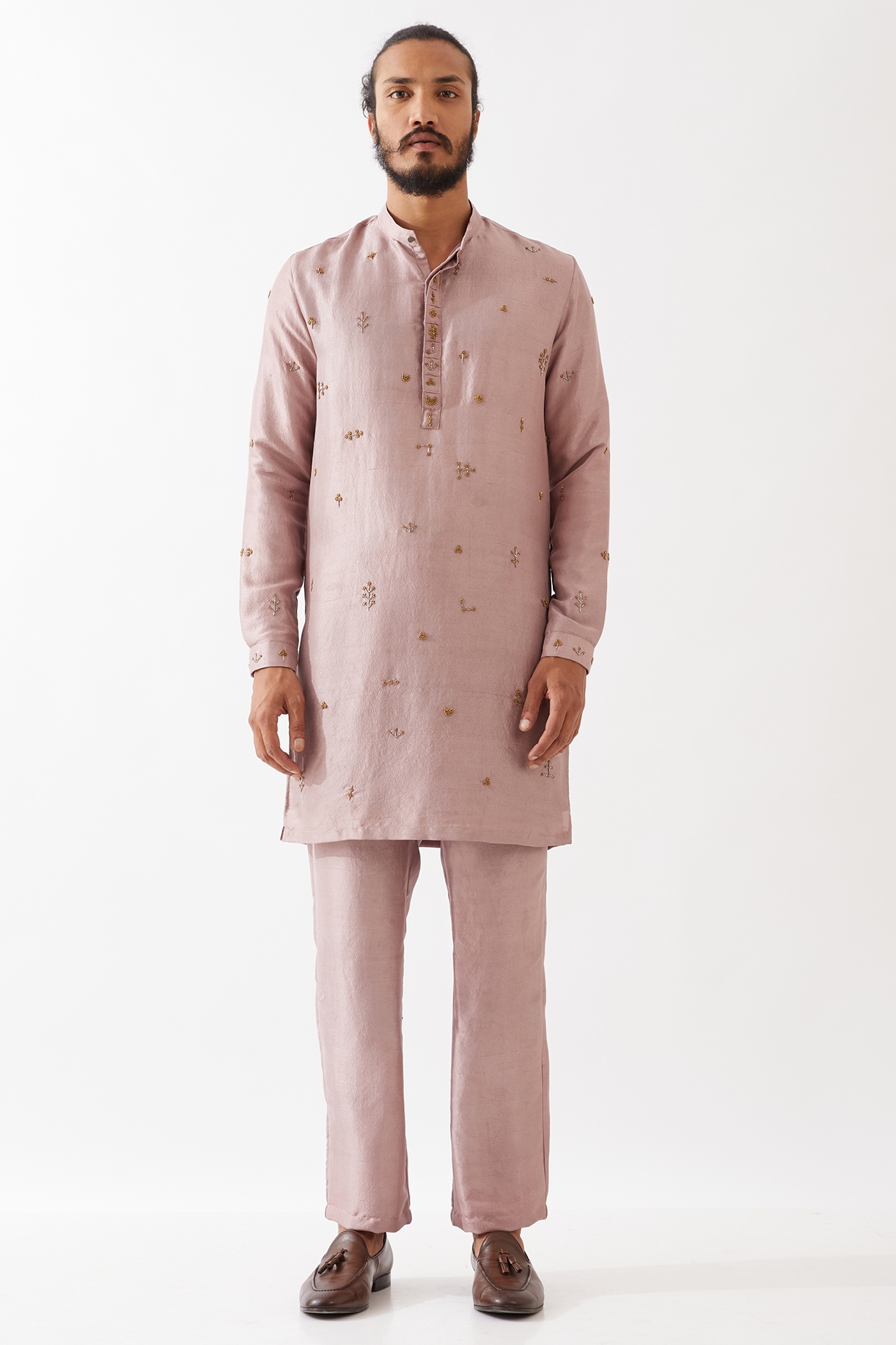 Purple Dupion Silk Embroidered Kurta Set by Son Of A Noble SNOB Men at ...
