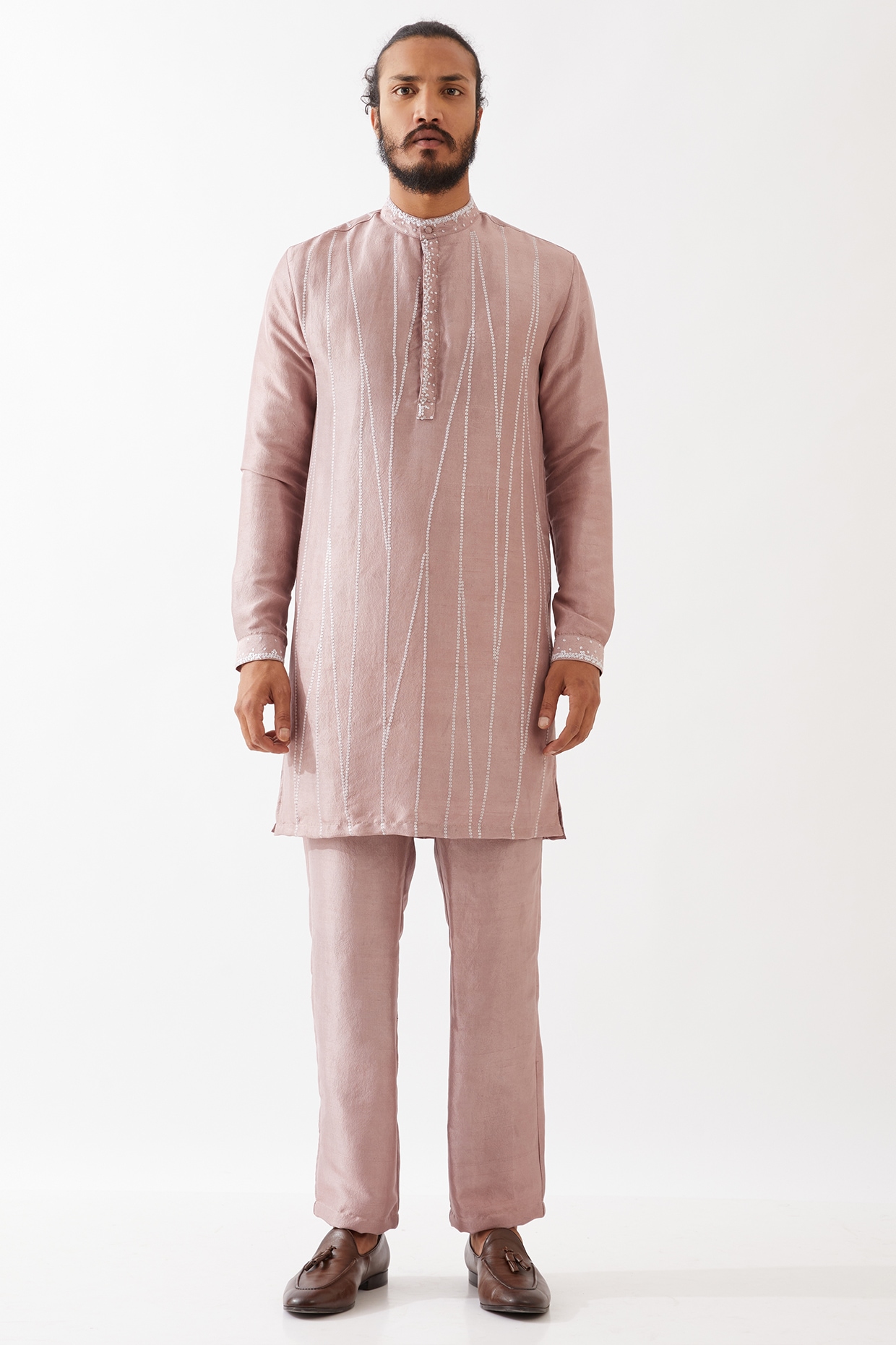 Purple Dupion Silk Embroidered Kurta Set by Son Of A Noble SNOB Men at ...