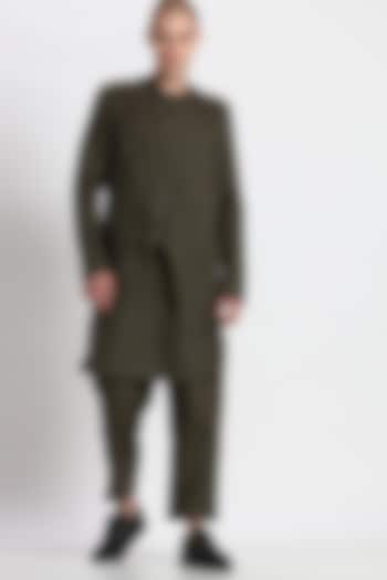 Deep Green Bandi Style Kurta by Son Of A Noble SNOB at Pernia's Pop Up ...