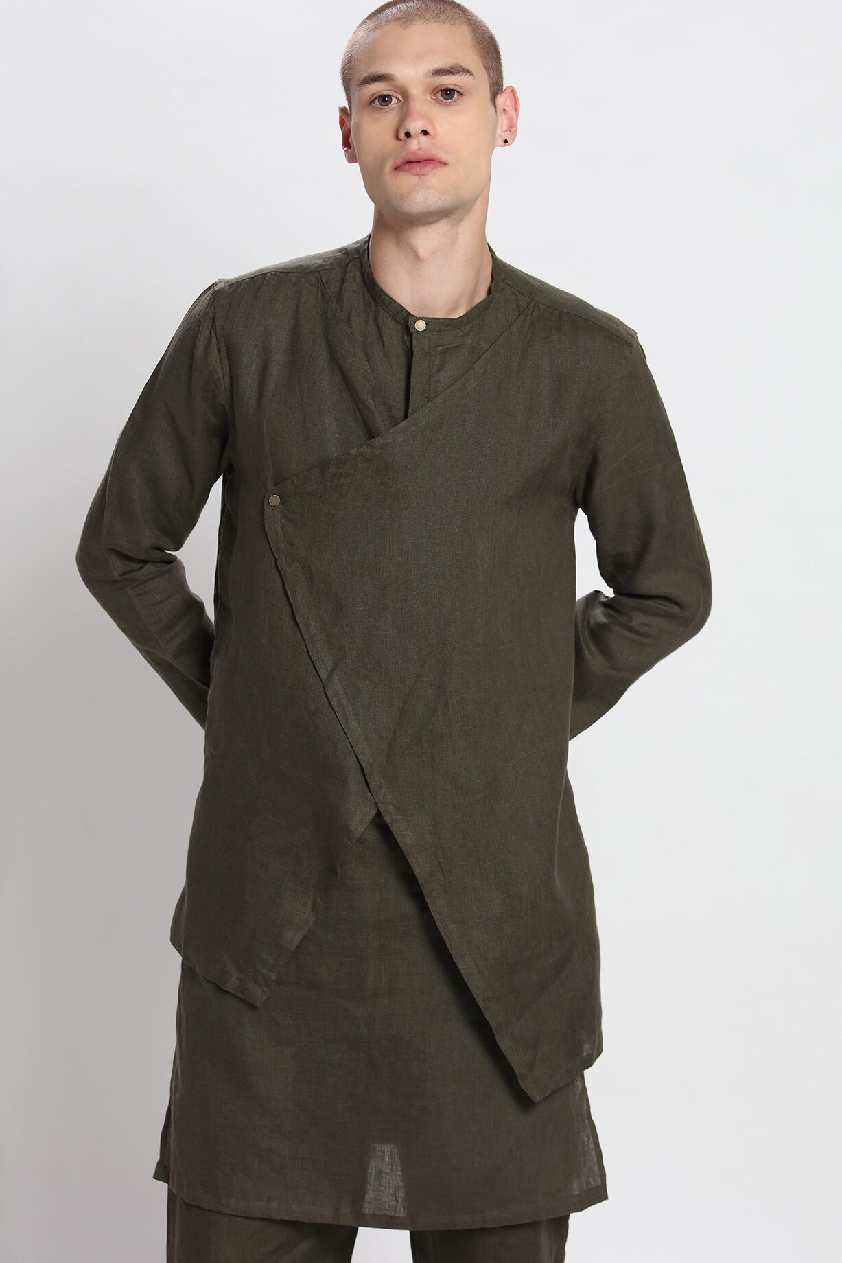 Deep Green Bandi Style Kurta by Son Of A Noble SNOB at Pernia's Pop Up ...