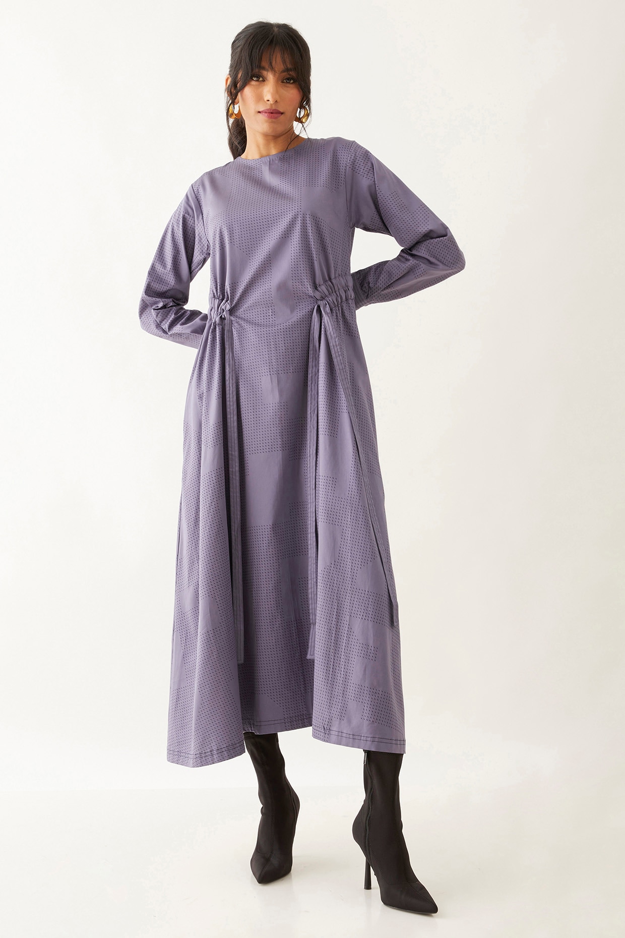 Twilight-Colored Cotton Satin Printed Dress by SNOB at Pernia's Pop Up ...