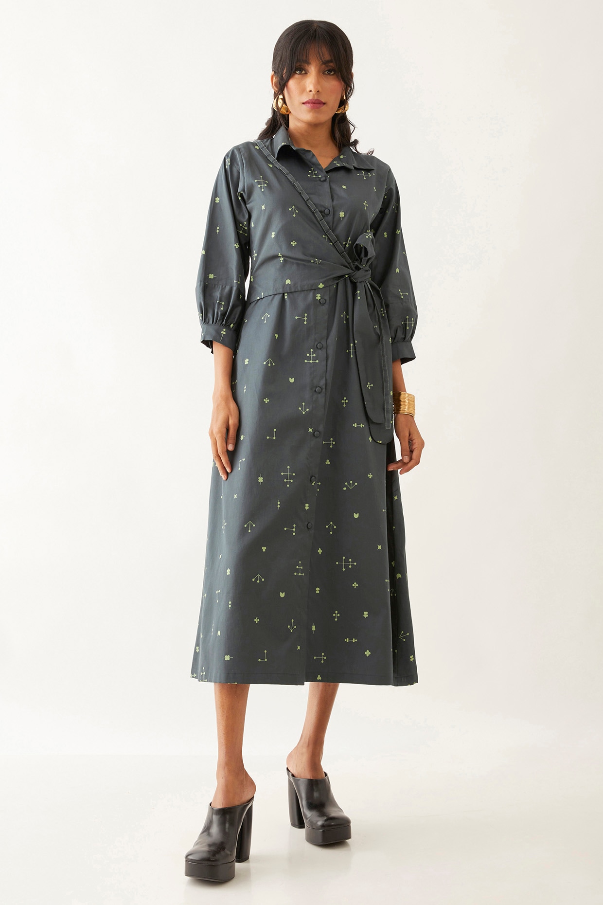 Forest Cotton Satin Printed Dress by SNOB at Pernia's Pop Up Shop 2025