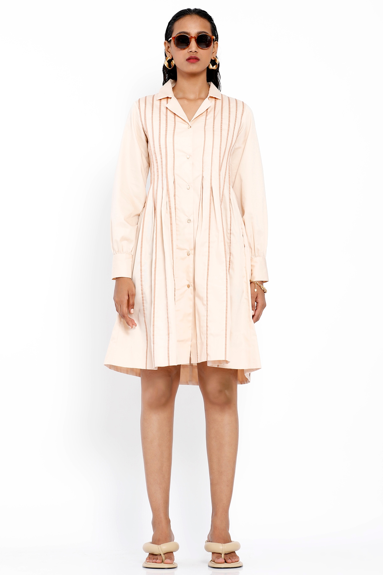 Peach Pleated Dress by SNOB at Pernia's Pop Up Shop 2025