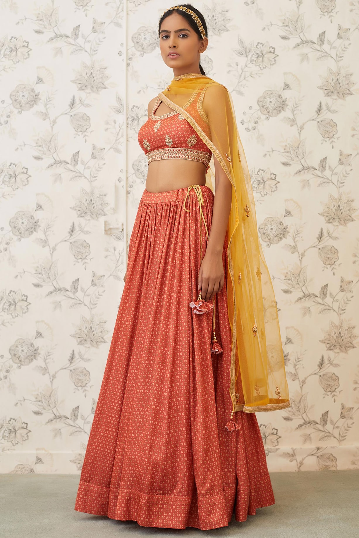 Rust Orange Printed Lehenga Set by Shyam Narayan Prasad at Pernia's Pop ...