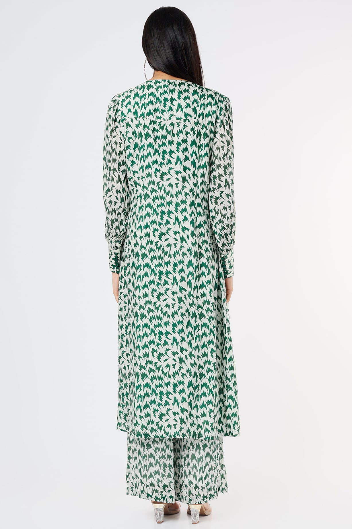 Green Digital Printed Dola Silk Jacket Set Design by Suave By Neha ...