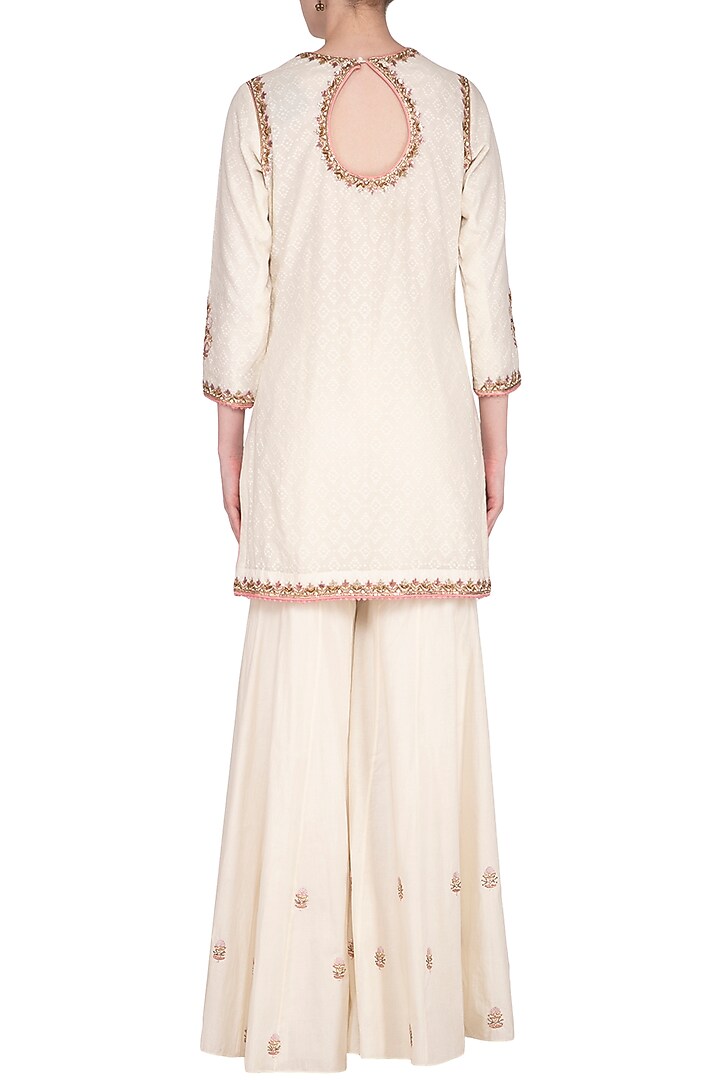 Ivory Embroidered Sharara Set Design by Sanna Mehan at Pernia's Pop Up ...