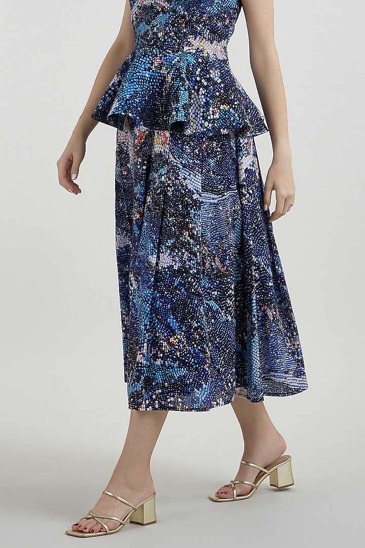 Multi-Colored Linen Blend Mosaic Printed Skirt Set by Sobariko at ...