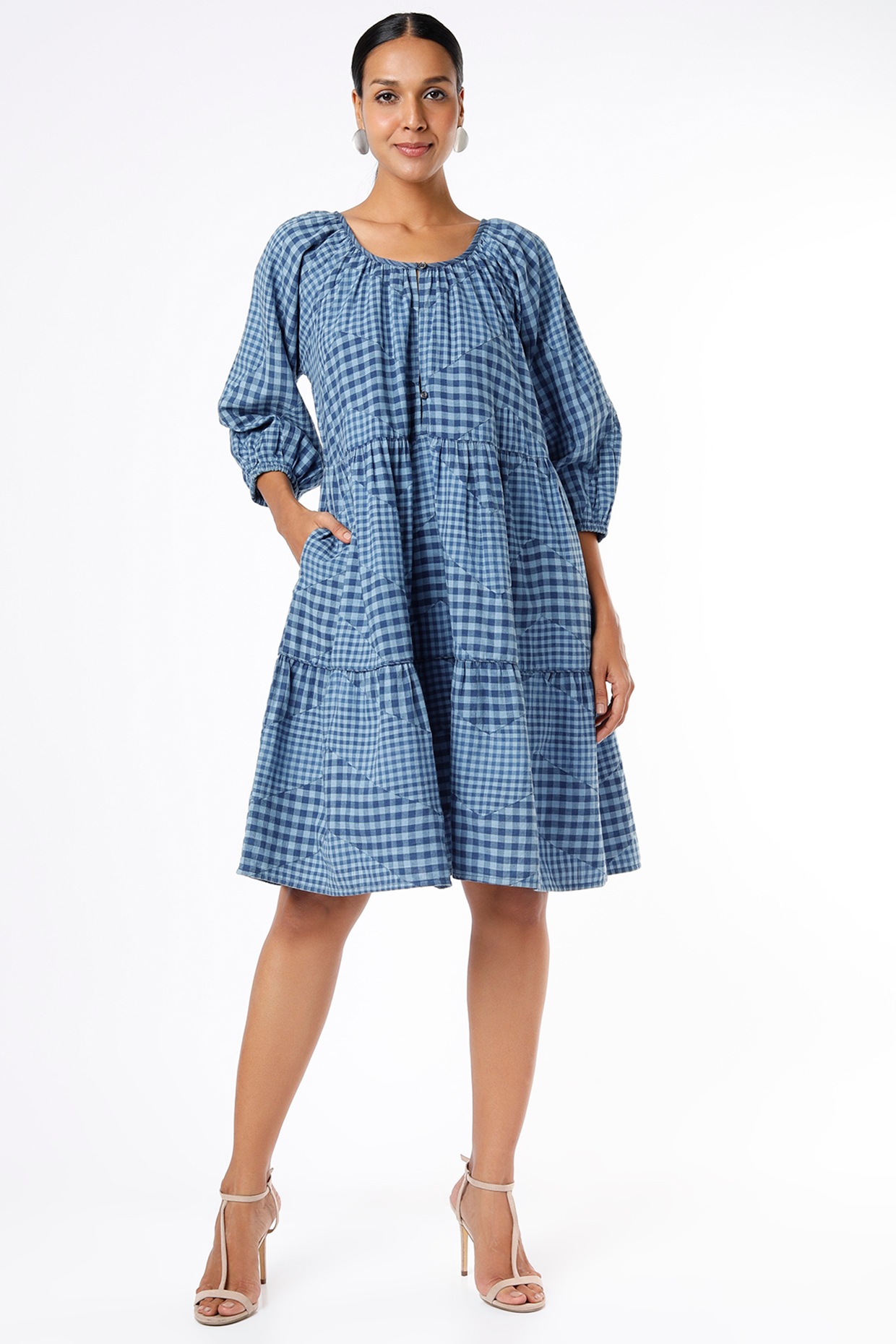 Cobalt Blue Paneled Dress by Sonica Sarna at Pernia's Pop Up Shop 2025