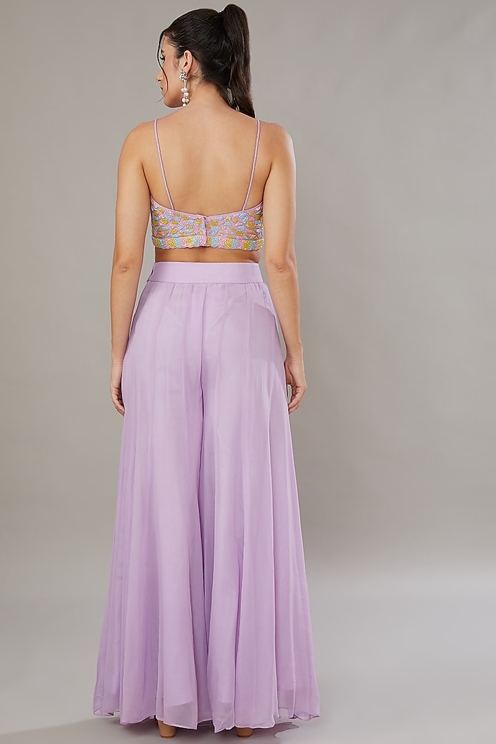 Lilac Silk & Georgette Palazzo Saree Set by SONAL PASRIJA at Pernia's ...
