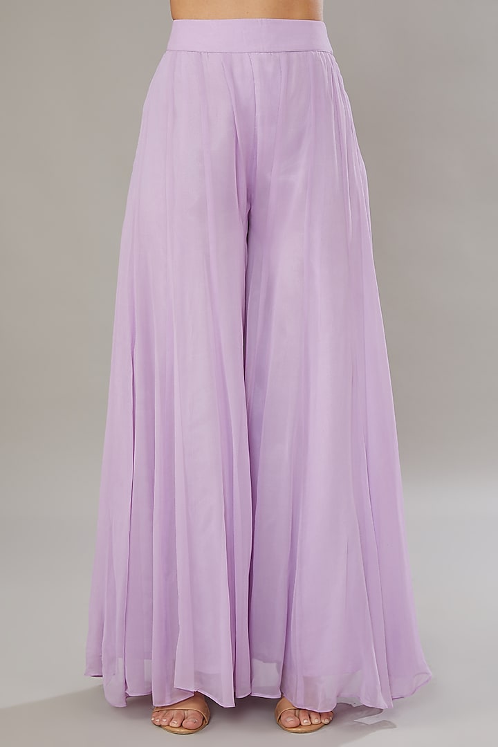 Lilac Silk & Georgette Palazzo Saree Set by SONAL PASRIJA at Pernia's ...