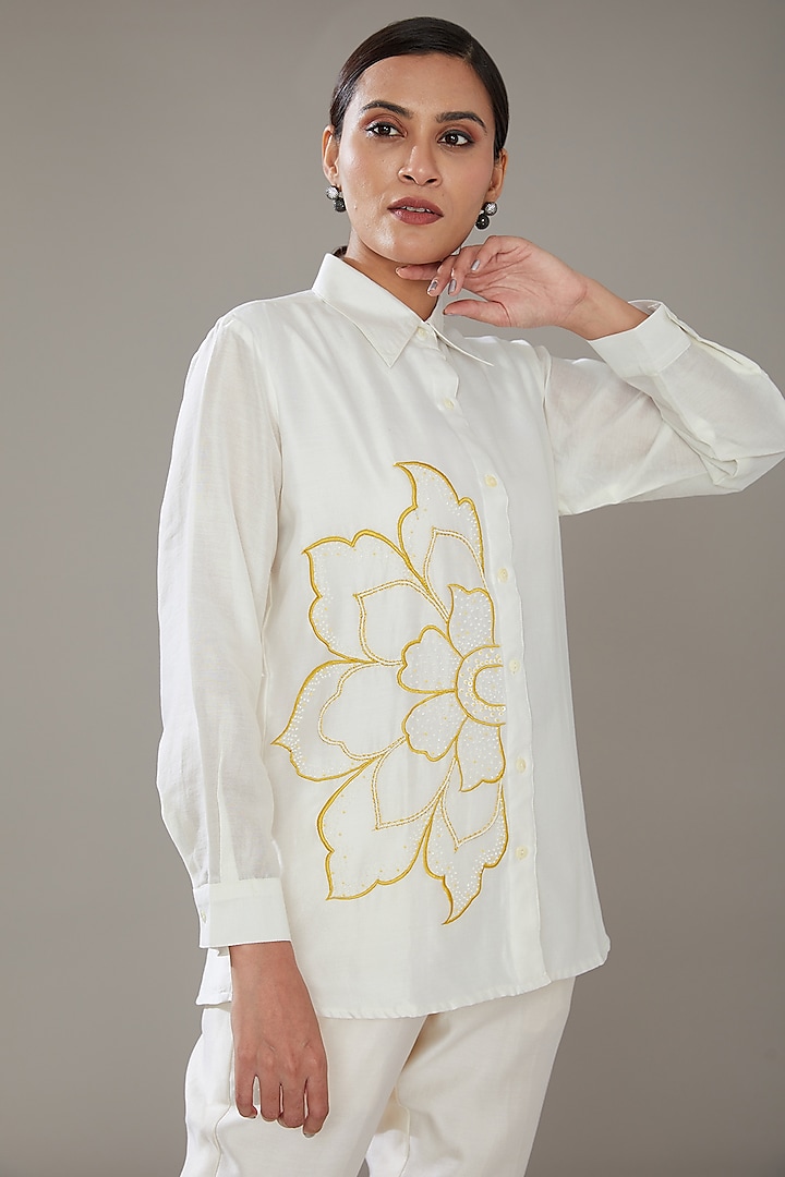 Off-White Chanderi Co-Ord Set by SONAL PASRIJA at Pernia's Pop Up Shop 2025