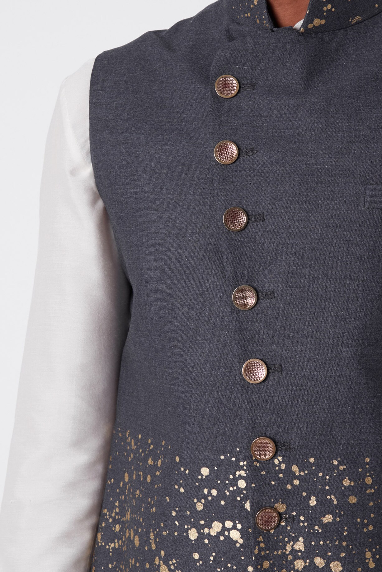 Dark Grey Foil Printed Jacket Design by SPRING BREAK at Pernia's Pop Up ...