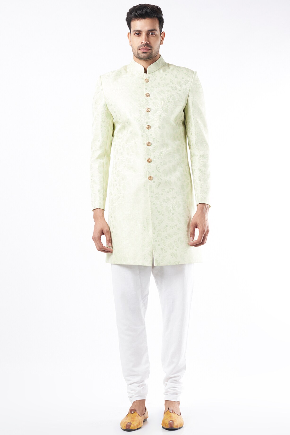 Mint Green Embroidered Wedding Sherwani Set by Spring Break Men at ...