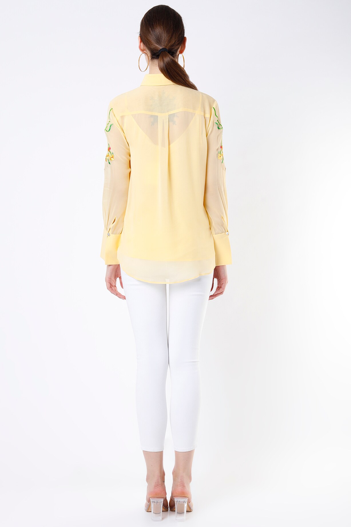 Pastel Yellow Embroidered Shirt by Seams Pret & Couture at Pernia's Pop ...
