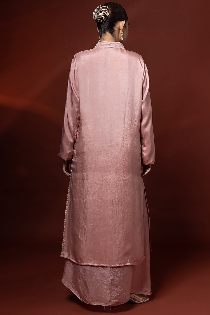 Pink Habutai Silk Mirror Embroidered Kurta Set by Shristi Chetani at ...