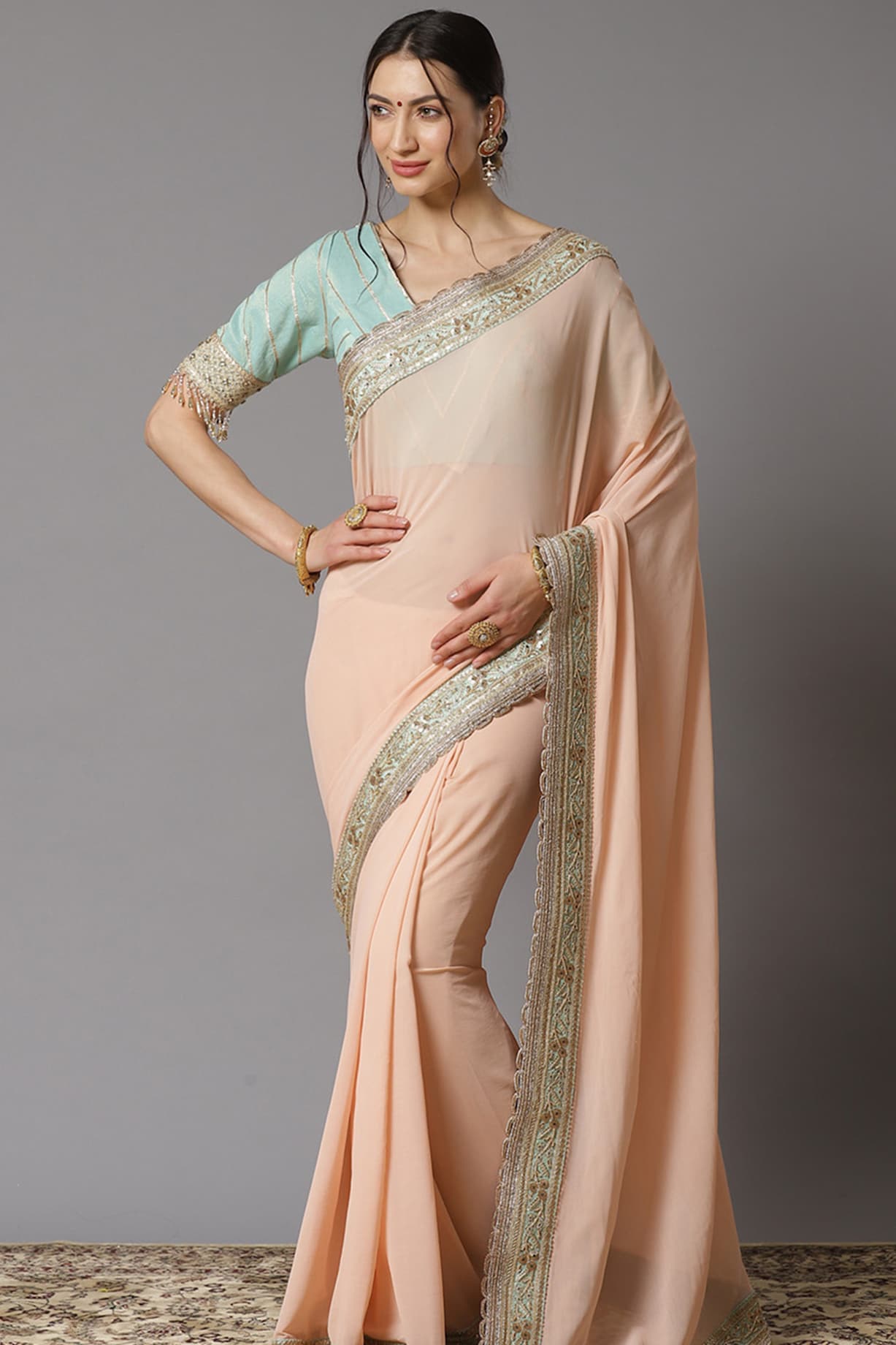 Pink Badla Embroidered Saree Set by Shikhar Sharma at Pernia's Pop Up ...