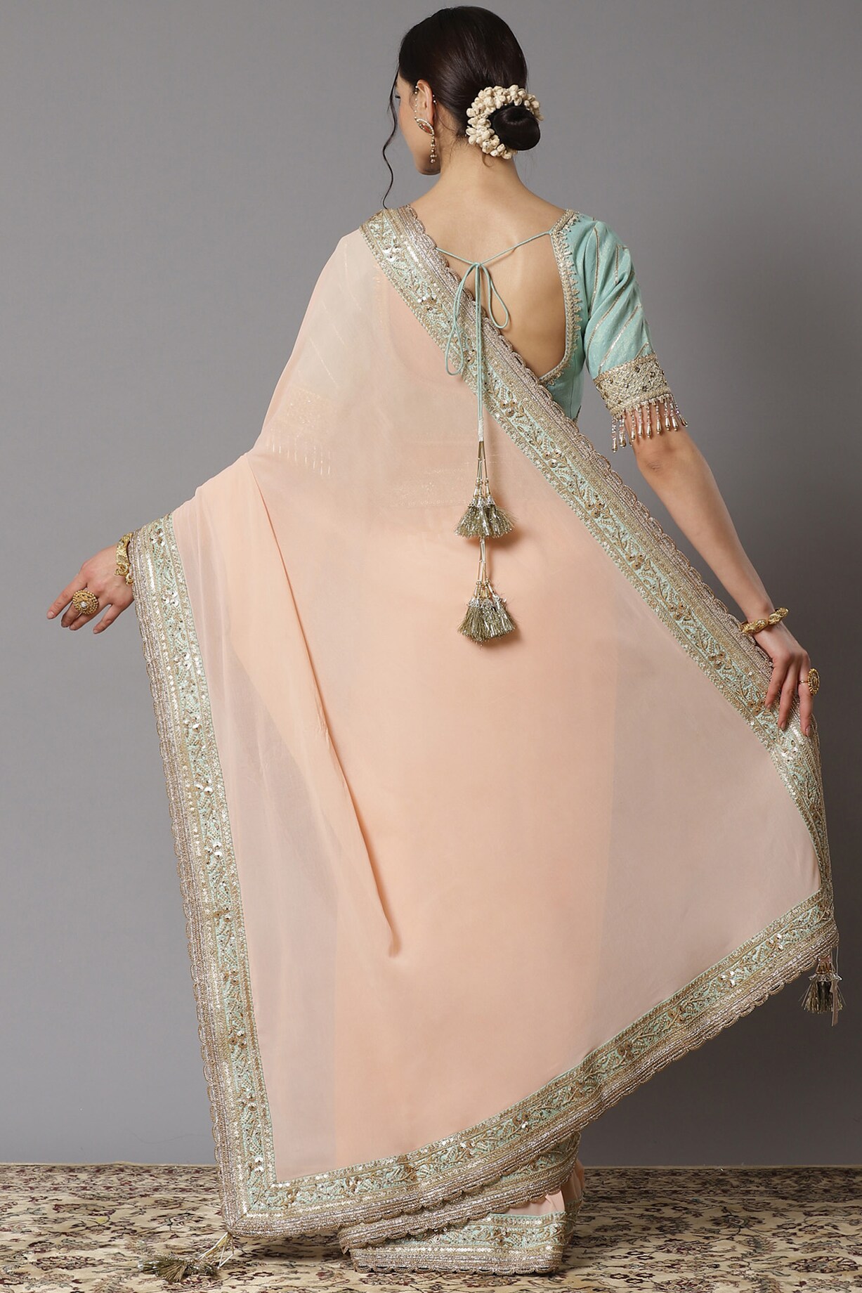 Pink Badla Embroidered Saree Set by Shikhar Sharma at Pernia's Pop Up ...