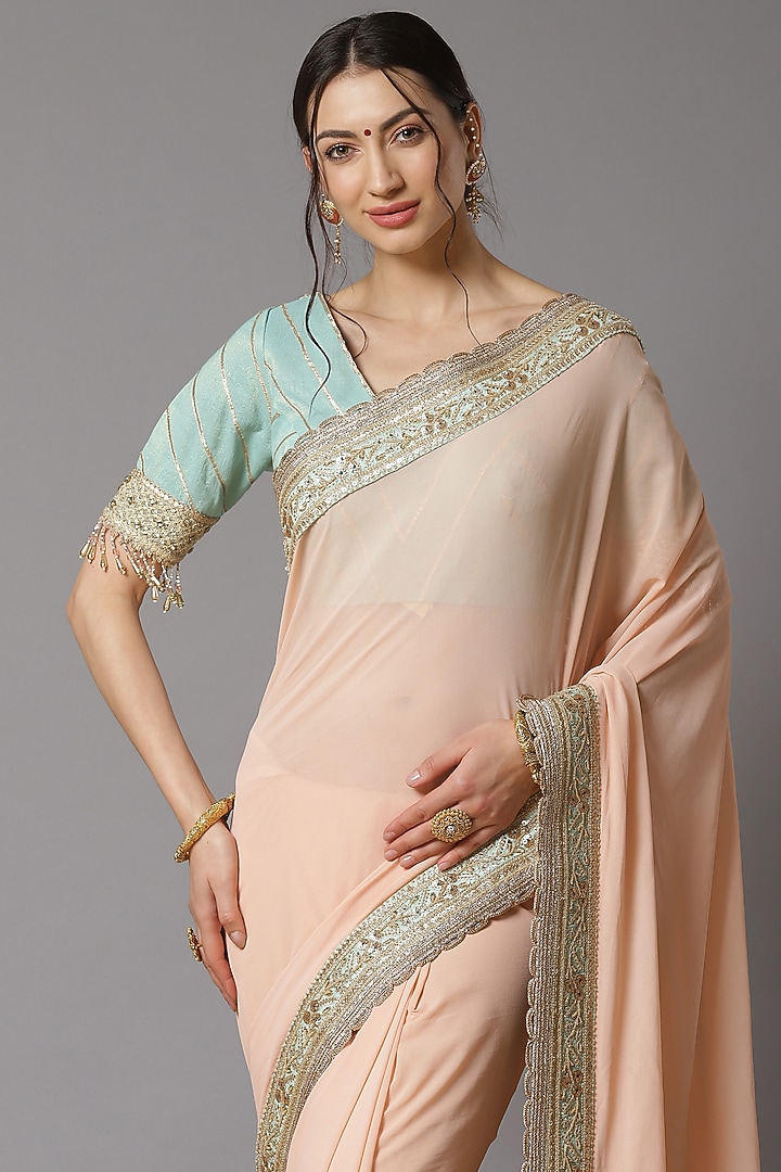 Pink Badla Embroidered Saree Set by Shikhar Sharma at Pernia's Pop Up ...