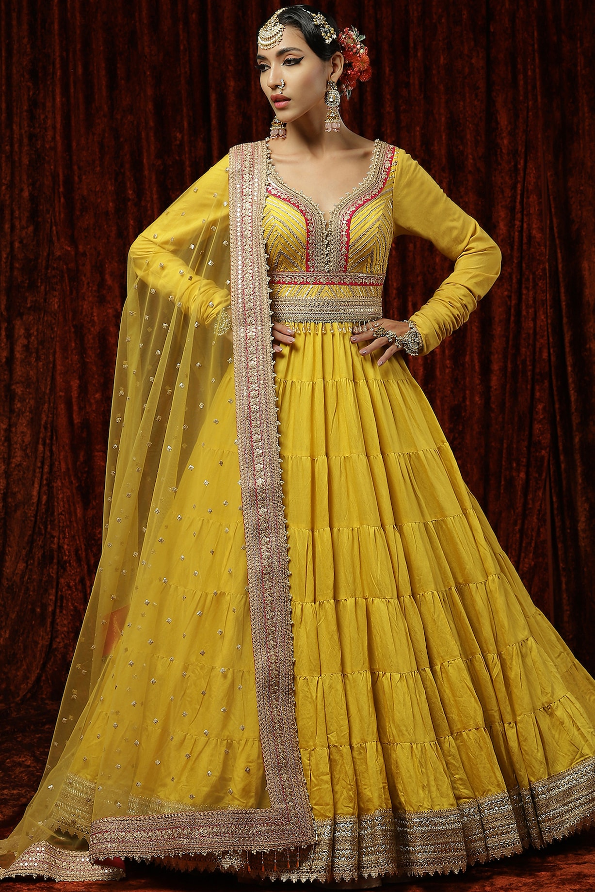 Lemon Yellow Embroidered Anarkali Set by Shikhar Sharma at Pernia's Pop ...