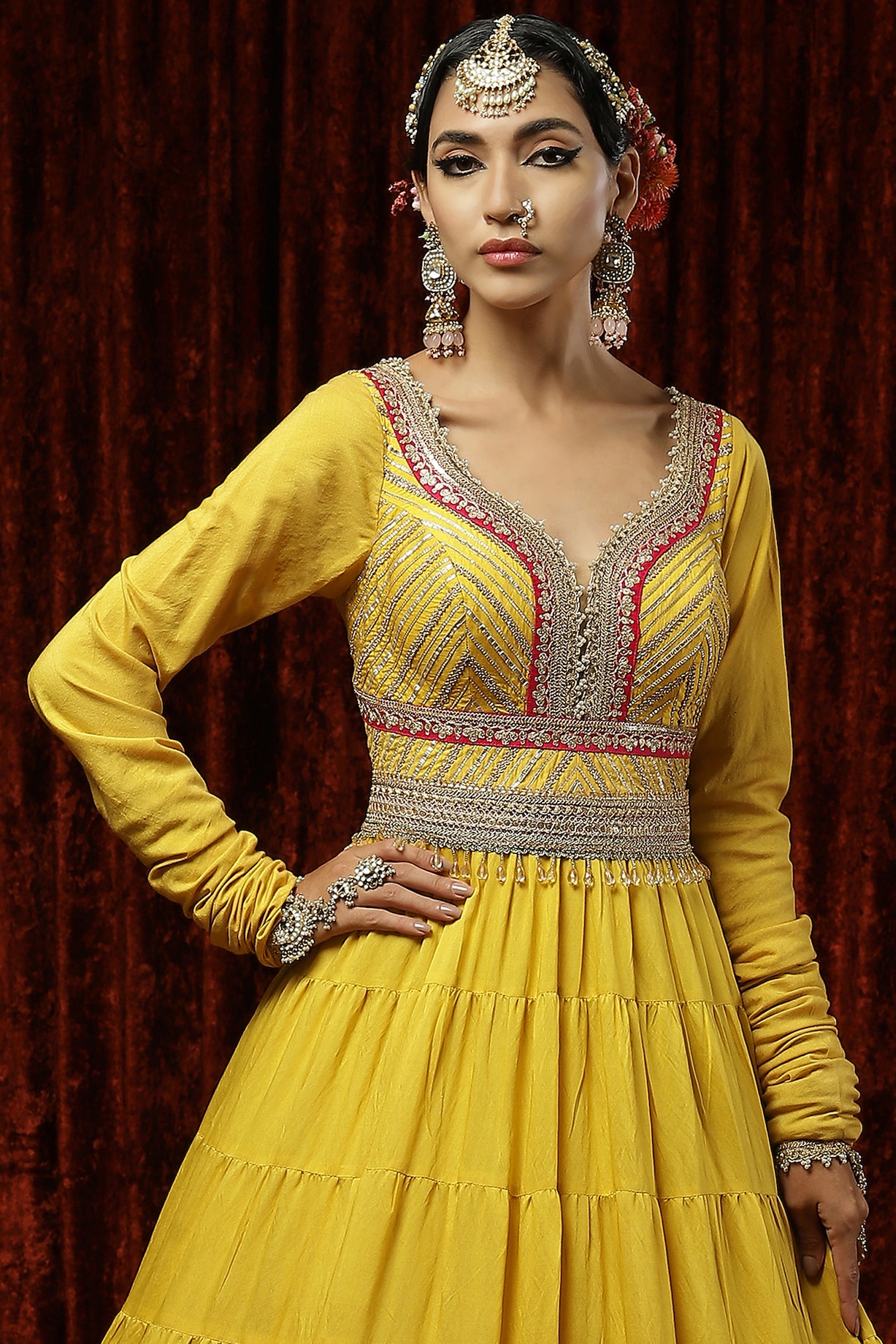 Lemon Yellow Embroidered Anarkali Set by Shikhar Sharma at Pernia's Pop ...