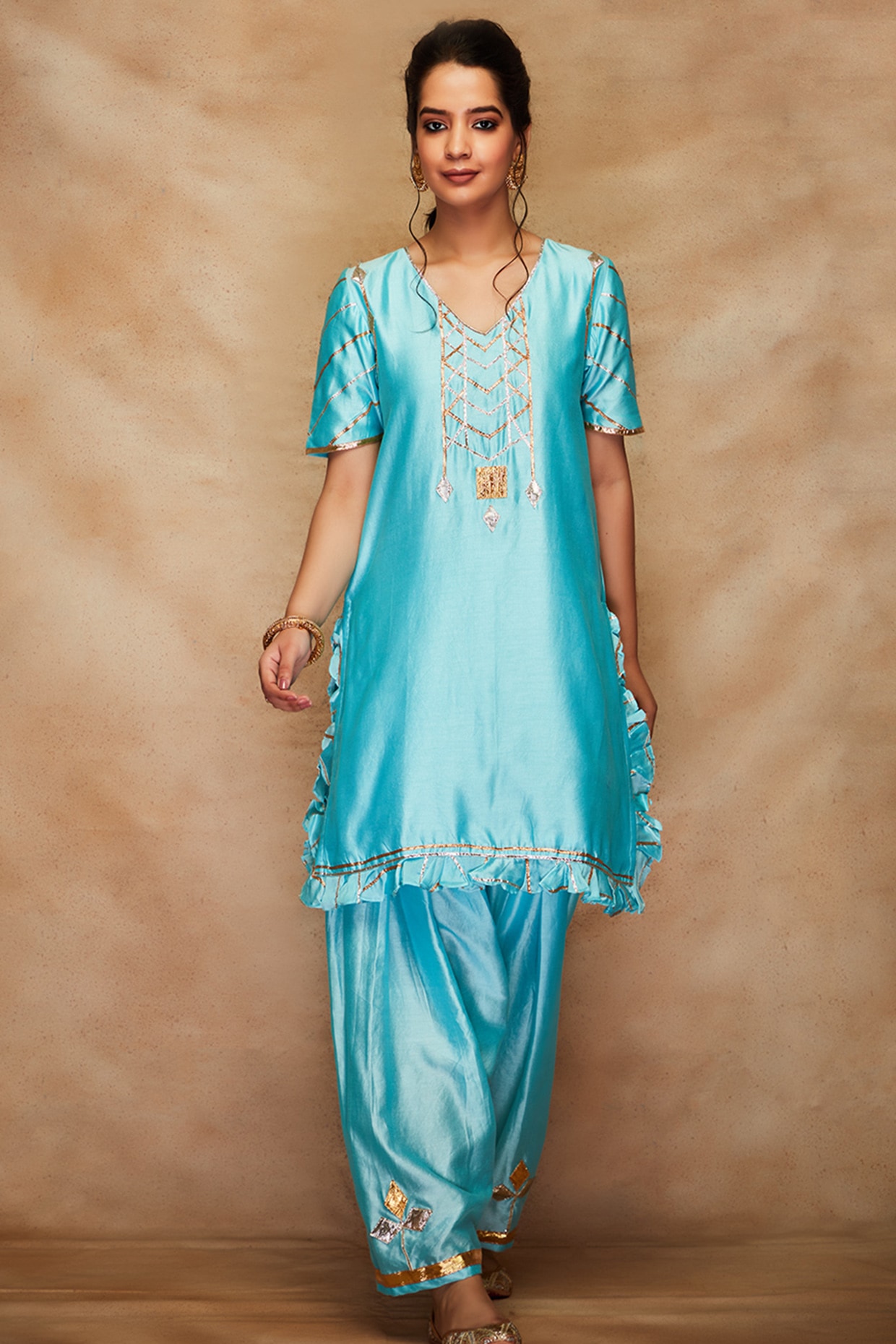 Aqua Pure Chanderi Silk Kurta by Gulabo By Abu Sandeep at Pernia's Pop ...