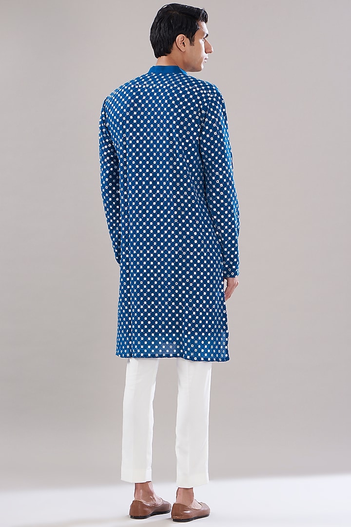 Buy SVEN SUITS Royal Blue Georgette Embroidered Kurta Set at Pernia ...