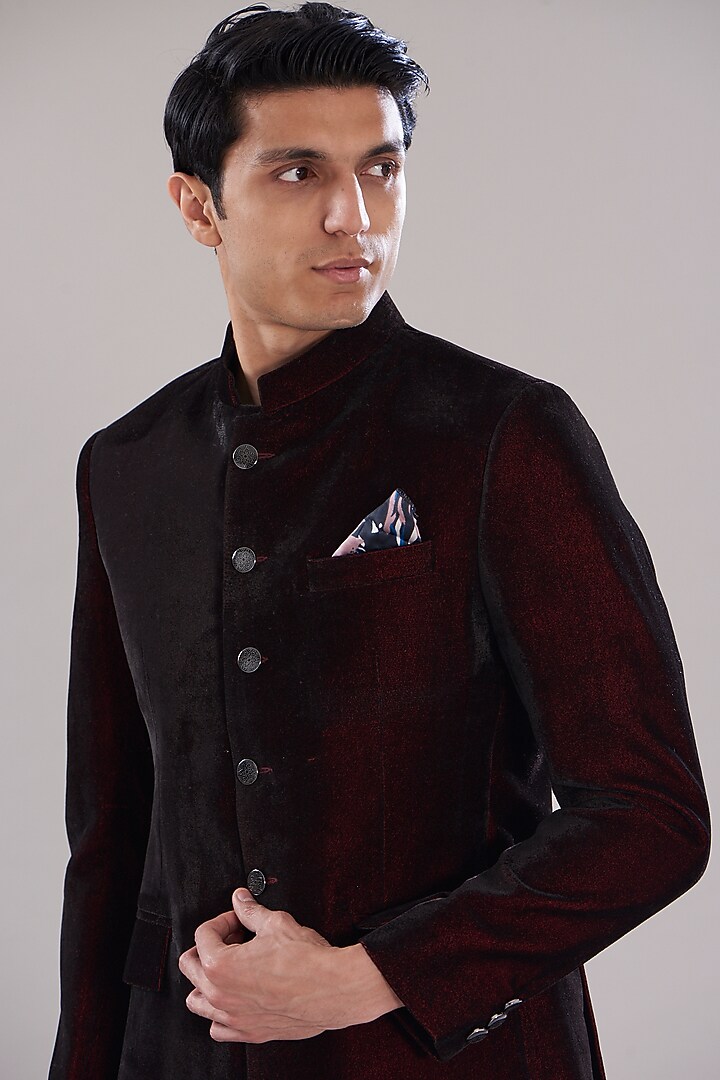 Deep Black Velvet Jodhpuri Jacket Set by SVEN SUITS at Pernia's Pop Up ...