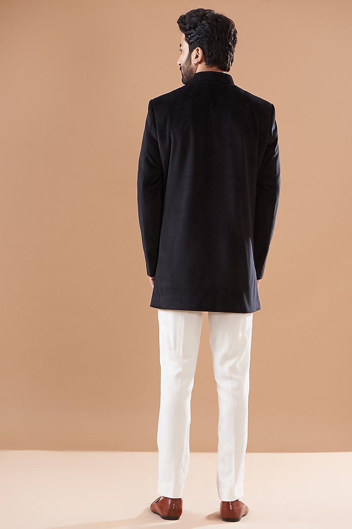 Buy SVEN SUITS Black Velvet Embroidered Indowestern Set at Pernia'sPopUpShopMen 2025