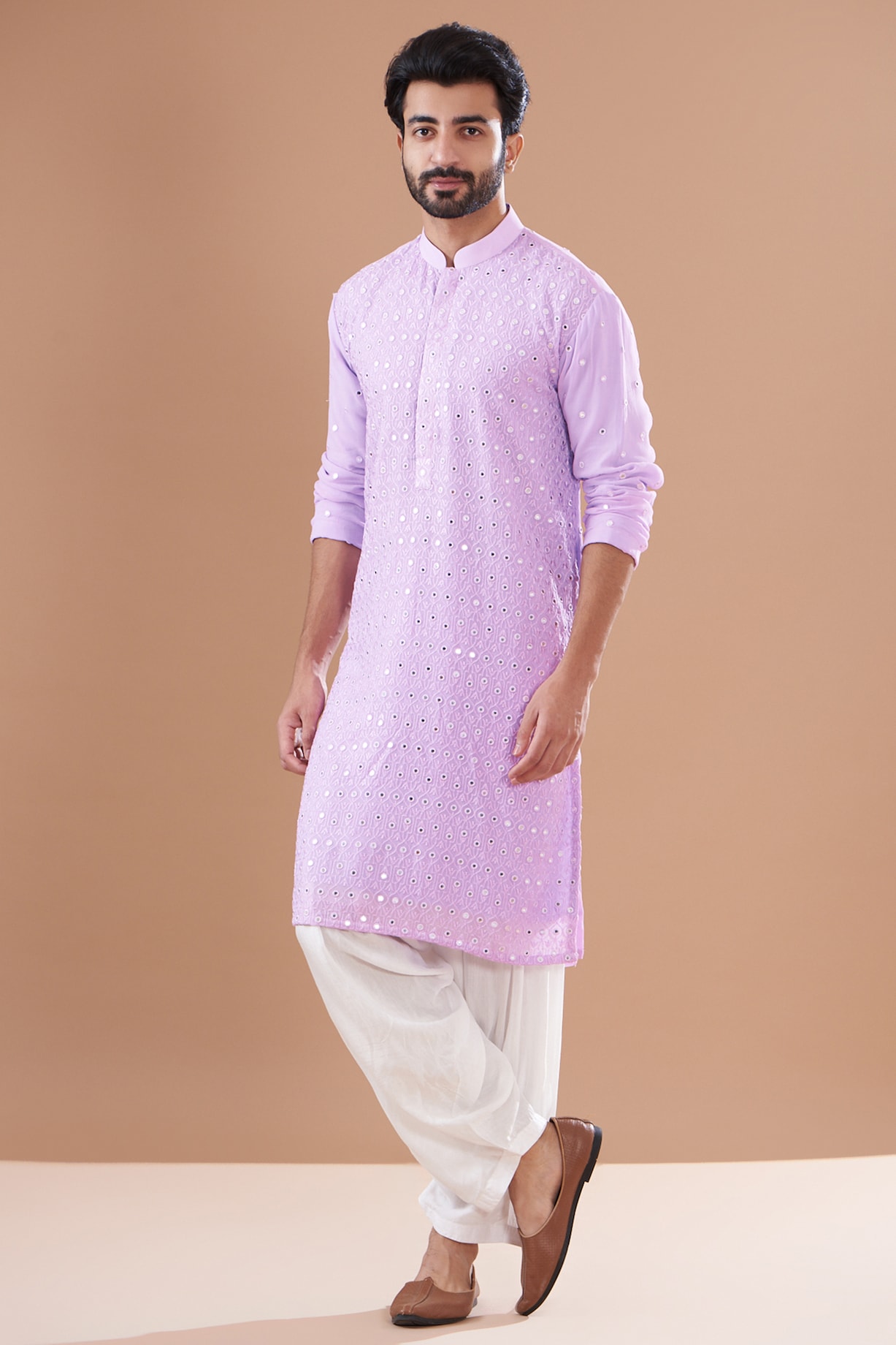 Buy SVEN SUITS Lilac Georgette Embroidered Kurta Set at Pernia ...